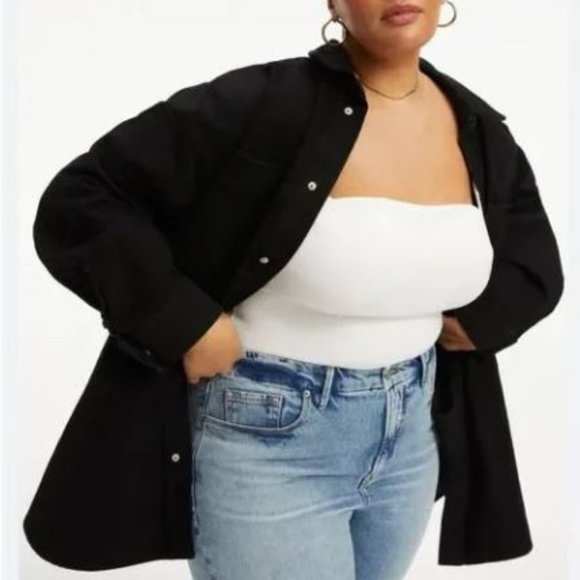 Good American | Jackets & Coats | Good American Black Denim Shacket ...